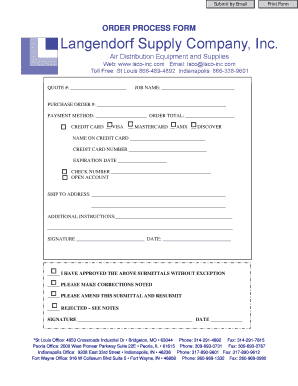 Fillable Online ORDER PROCESS FORM - Langendorf Supply Fax Email Print ...