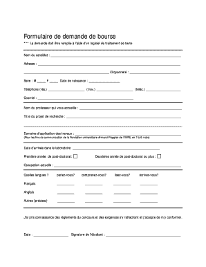 Fillable Online fondation-afrappier-inrs Formulaire - demande de bourse ...