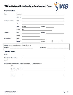 Fillable Online vis org VIS ISAscholapp2016-2017 - Victorian Institute ...