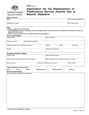 Fillable Online hq1atf AD 809-1 Application for the Replacement of ...