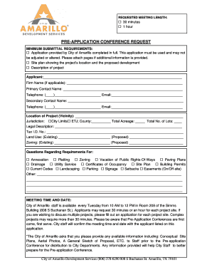 Fillable Online PRE-APPLICATION CONFERENCE REQUEST - Amarillo Fax Email Print - pdfFiller