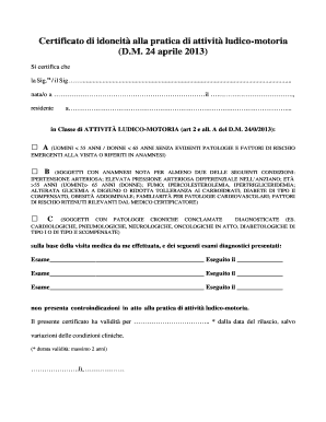 Fillable Online torrinomedica Certificato di idoneit alla pratica di attivit ludico ... Fax ...