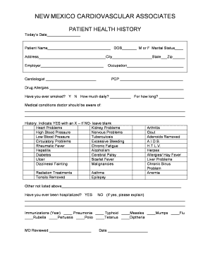 Fillable Online NEW MEXICO CARDIOVASCULAR ASSOCIATES Fax Email Print ...