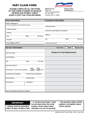 Fillable Online PART CLAIM FORM Fax Email Print - pdfFiller
