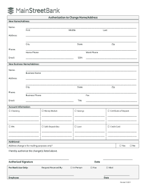 Fillable Online Authorization to Change Name/Address Fax Email Print ...