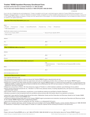 Fillable Online Tracleer REMS Inpatient Pharmacy Enrollment Form Fax ...