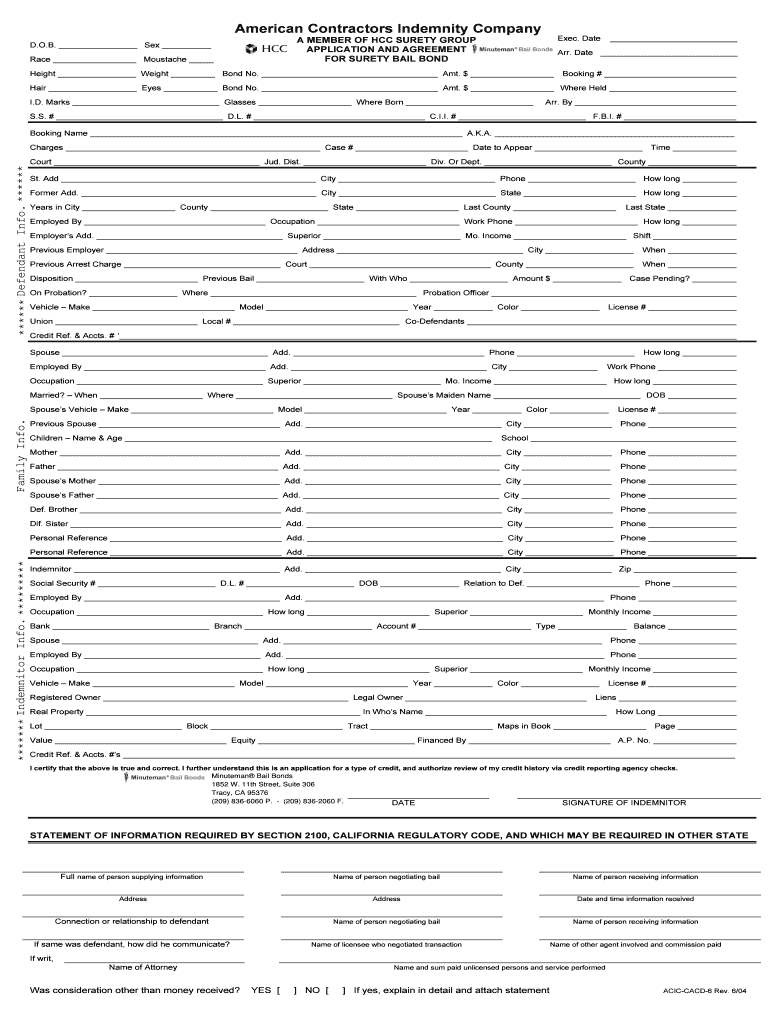 Fillable Online I understand that in signing this bond for obtaining ...