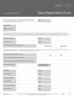 Fillable Online Spec Registration Form - Fluxwerx Fax Email Print ...