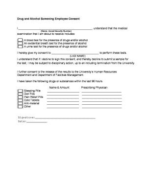 Fillable Online brown Drug and Alcohol Screening Employee Consent Fax ...