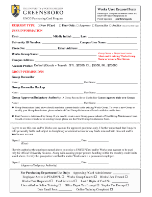 Fillable Online Works User Request Form - Purchasing Fax Email Print ...