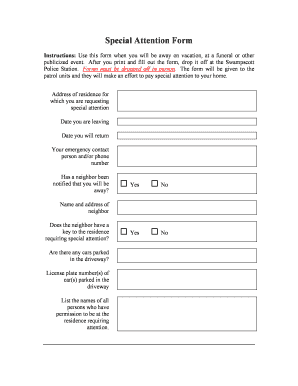 Fillable Online Special Attention Form.doc Fax Email Print - pdfFiller