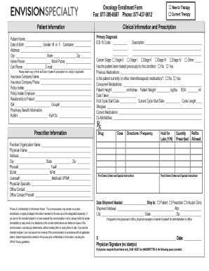 Fillable Online Oncology Enrollment Form Fax Email Print - pdfFiller