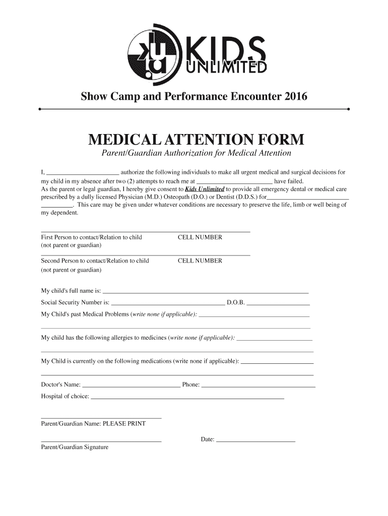 Fillable Online kuia MEDICAL ATTENTION FORM Fax Email Print - pdfFiller