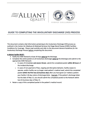 Fillable Online esrdnetwork GUIDE TO COMPLETING THE INVOLUNTARY ...