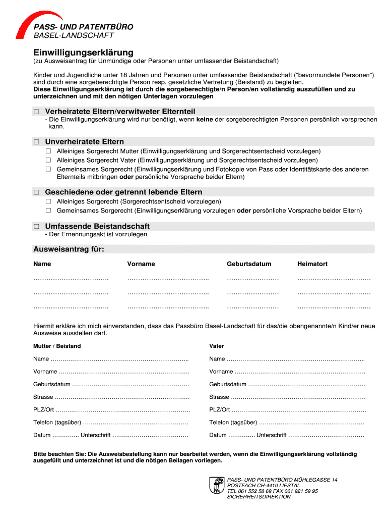 Fillable Online duggingen Einwilligungserklrung - duggingen.ch Fax Email Print - pdfFiller