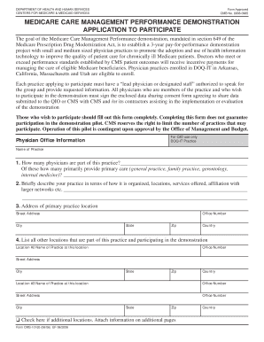 Fillable Online cms MEDICARE CARE MANAGEMENT PERFORMANCE DEMONSTRATION ...