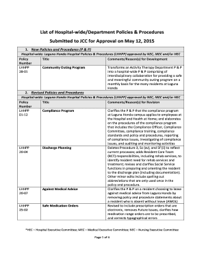 Fillable Online sfdph List of Hospital-wide/Department Policies ...