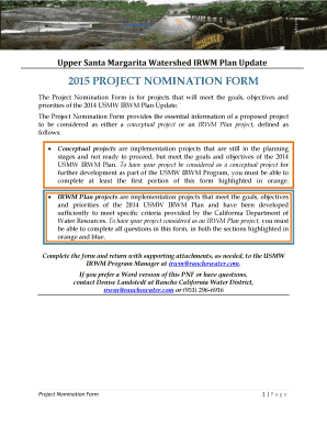 Fillable Online 2015 PROJECT NOMINATION FORM Fax Email Print - pdfFiller