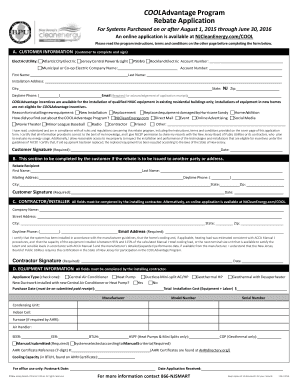 Fillable Online COOLAdvantage Program Rebate Application... Fax Email ...