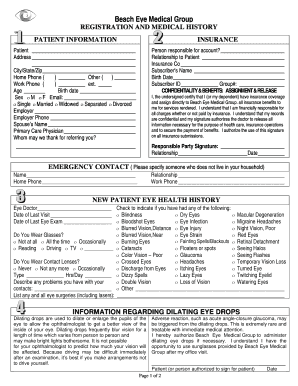 Fillable Online Beach Eye Medical Group . REGISTRATION AND MEDICAL HISTORY ... Fax Email Print ...