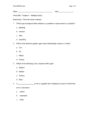 Fillable Online Word Proj 4 - Multiple Choice Fax Email Print - pdfFiller