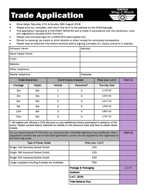 Fillable Online Trade Application - Wings and Wheels Fax Email Print ...