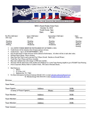 Fillable Online MSCA Ranch Rodeo Entry Form - Sidewalk Cattlemen's Fax ...