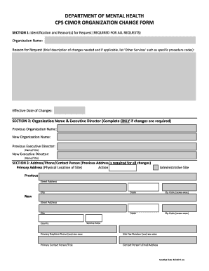 Fillable Online dmh mo CPS CIMOR Organization Change Form Fax Email ...