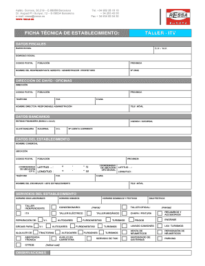 Fillable Online FICHA TCNICA DE ESTABLECIMIENTO: TALLER - ITV Fax Email Print - pdfFiller