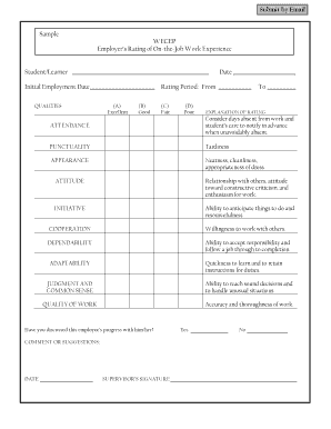 Fillable Online azed Employers Rating of On-the-Job Work Experience Fax ...