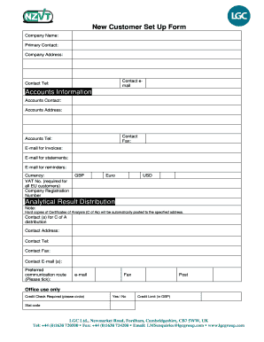 Fillable Online npninfo New Customer Set Up Form - npninfo.nl Fax Email ...