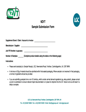 Fillable Online npninfo NZVT Sample Submission Form - NPN - npninfo Fax ...