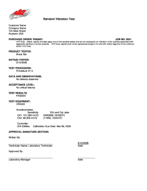 Fillable Online Random Vibration Test - vibrationresearch.com Fax Email ...