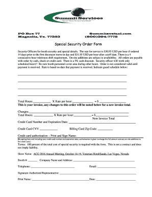 Fillable Online acgmeetings gi Security Officers for booth security and ...