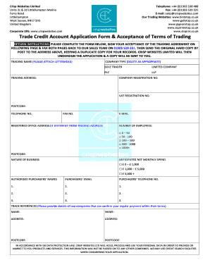 Fillable Online TRADE ACCOUNT APPLICATION FORM WEBSITE VERSION 10.2 Fax Email Print - pdfFiller