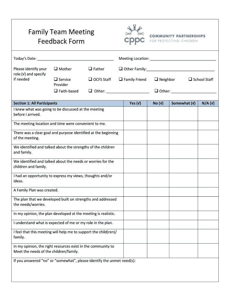 Child And Family Team Meeting Template - Fill Online, Printable ...
