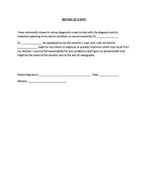 Fillable Online REFUSAL OF X RAYS - Avason Family Dentistry Fax Email ...