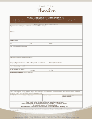 Fillable Online VENUE REQUEST FORM: PRIVATE - CAPITOL PIAZZA Fax Email ...