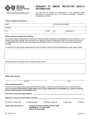 Fillable Online REQUEST TO AMEND PROTECTED HEALTH Fax Email Print ...