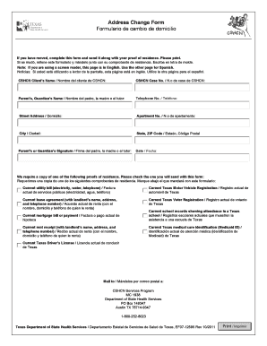Fillable Online dshs texas Address Change Form / Formulario de cambio ...