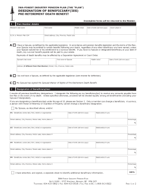 Fillable Online iwafibp IWA-FOREST INDUSTRY PENSION PLAN (THE PLAN) Fax ...