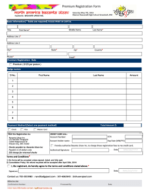 Fillable Online basantautsav Premium Registration Form Fax Email Print ...