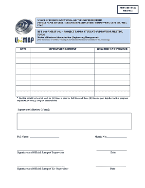 Fillable Online ppipt unimap edu DATE SUPERVISORS COMMENT SIGNATURE OF ...