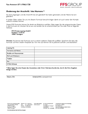 Fillable Online ffs Leasing aenderung anschrift - FFS - Home Fax Email ...