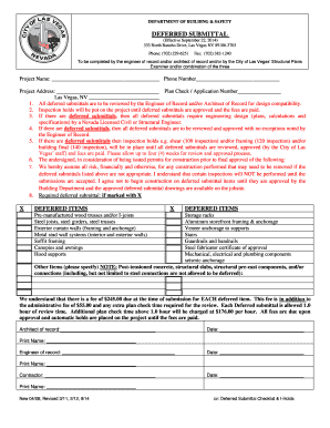 Fillable Online lasvegasnevada DF Deferred Submittal Requirements Fax ...