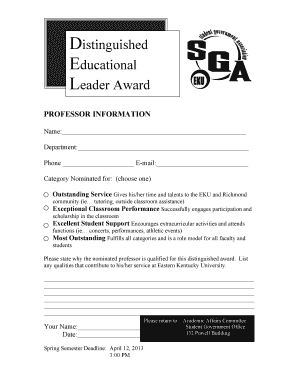 Fillable Online Distinguished Educational Leader Award Fax Email Print ...