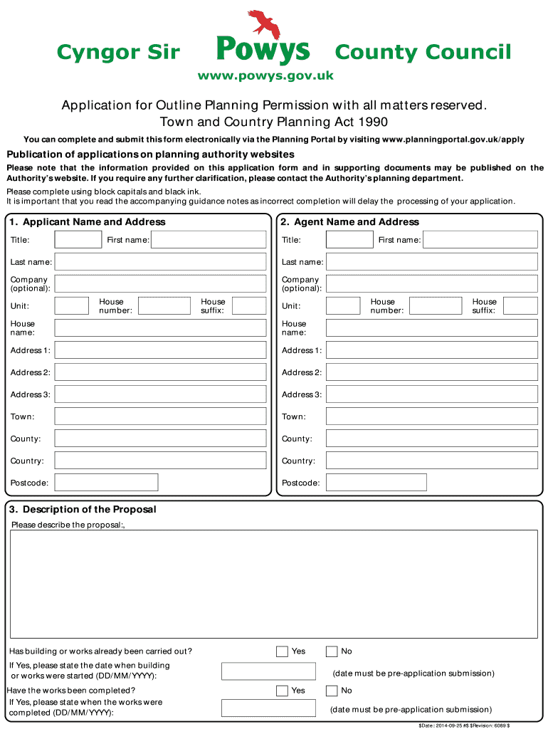 Fillable Online Application for Outline Planning Permission with all ... - Planning Portal Fax ...
