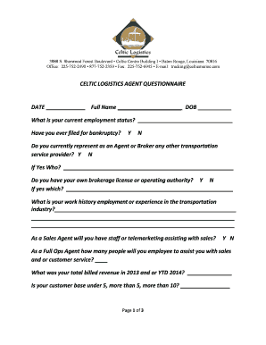 Fillable Online Questionnaire - Celtic Marine Corporation Fax Email ...