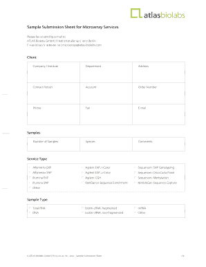 Fillable Online atlas-biolabs Sample Submission Sheet for Microarray ...