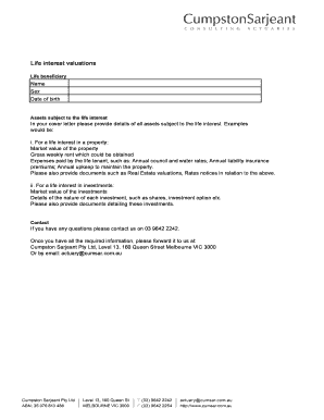 Fillable Online Life Interest Request Form - cumsar.com.au Fax Email ...
